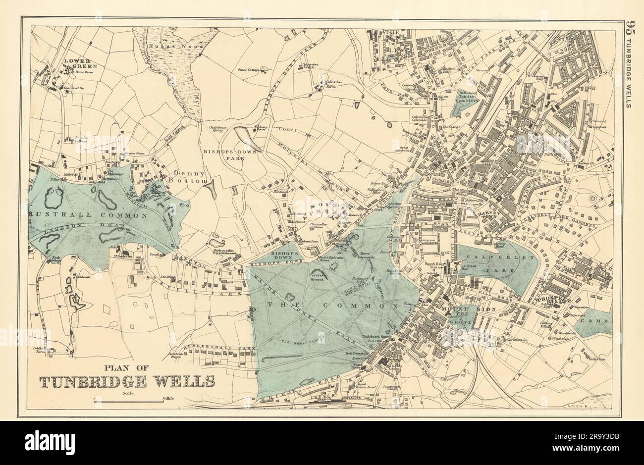 TUNBRIDGE WELLS & Rusthall antique town city plan GW BACON 1891 old map ...