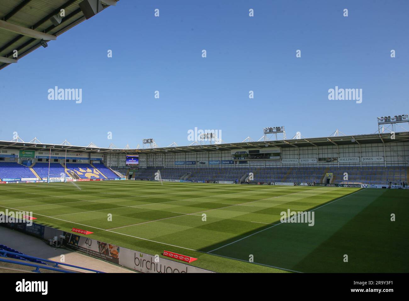 A general view inside of Halliwell Jones Stadium, home of Warrington ...