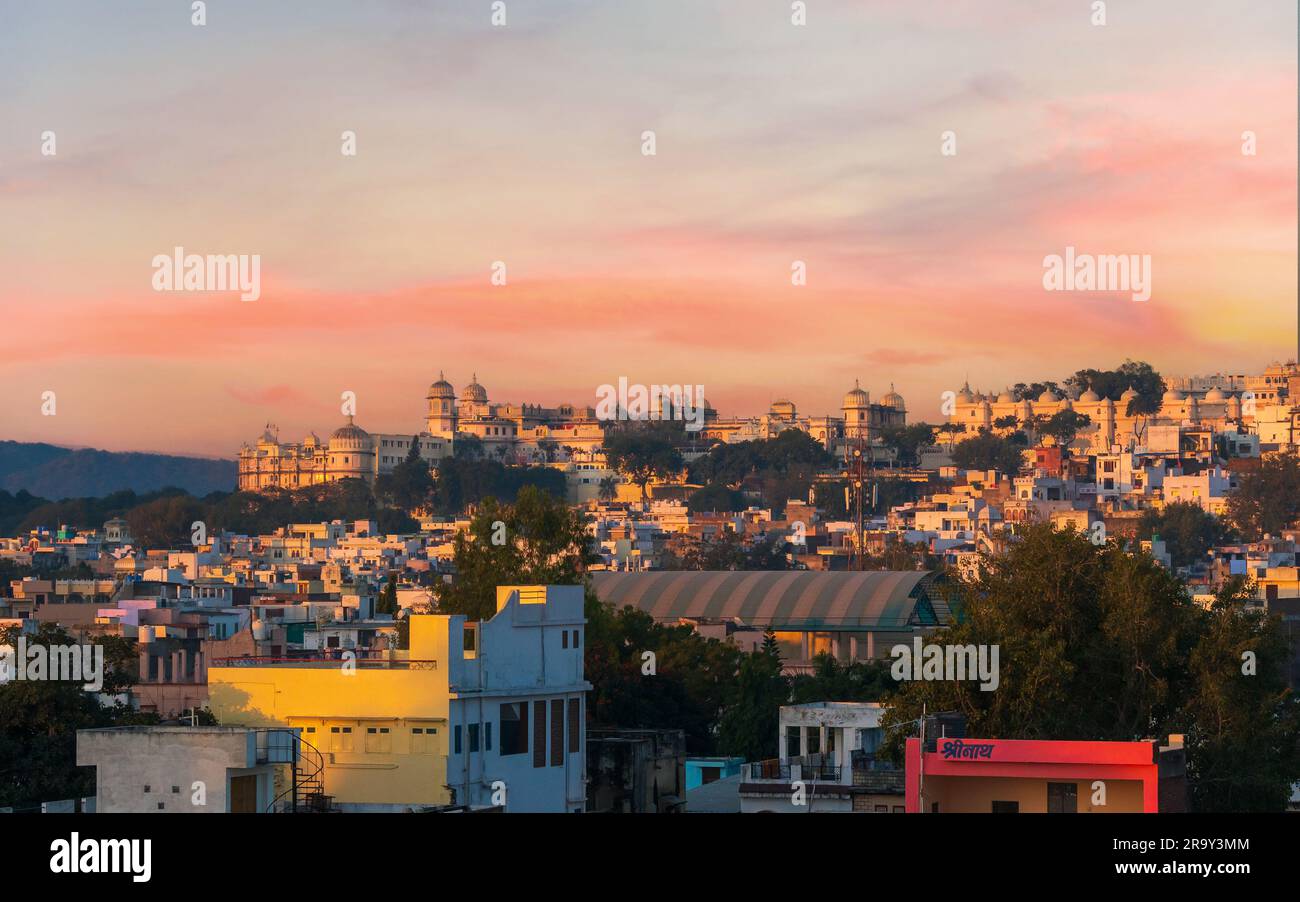 Udaipur, India - December 29, 2022: Panoramic view of Udaipur City ...