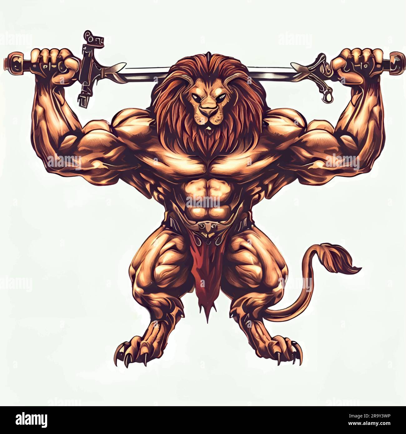 Lion with swords Stock Vector Images - Alamy