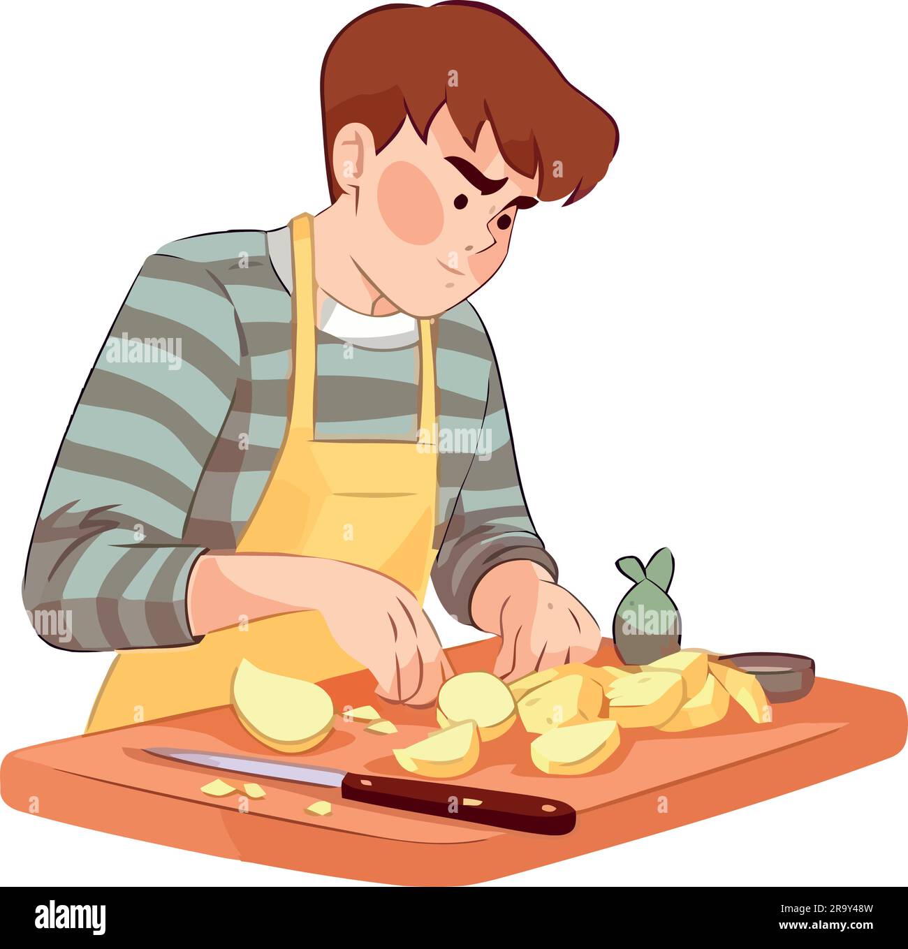 man lunch preparation fun cooking with vegetables Stock Vector Image ...