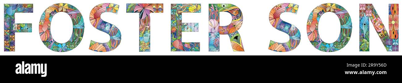 Hand-painted art design. Hand drawn illustration words FOSTER SON for t ...