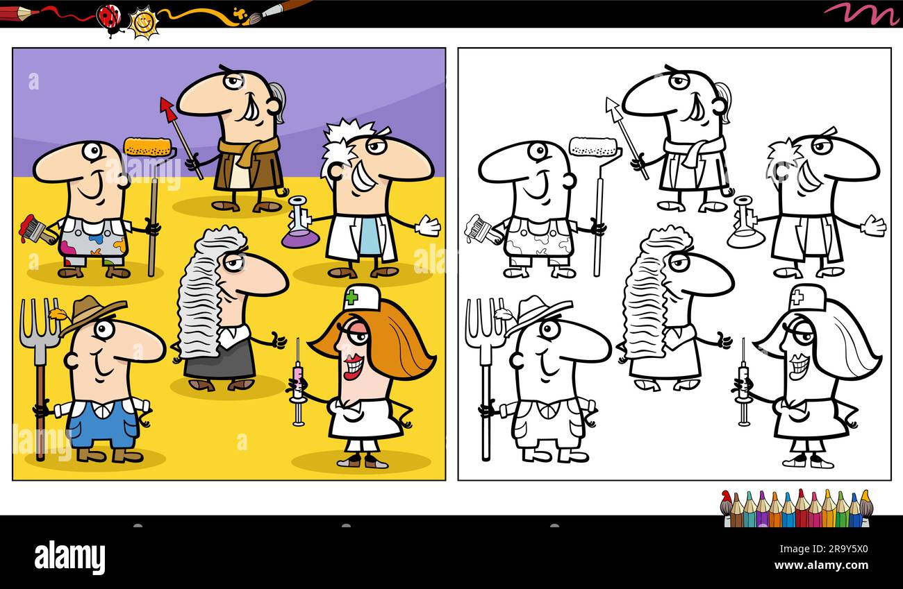 Cartoon illustration of funny people of different occupations ...