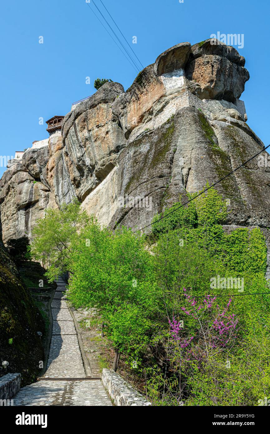 A scenic landscape featuring a winding pathway leading to a majestic ...