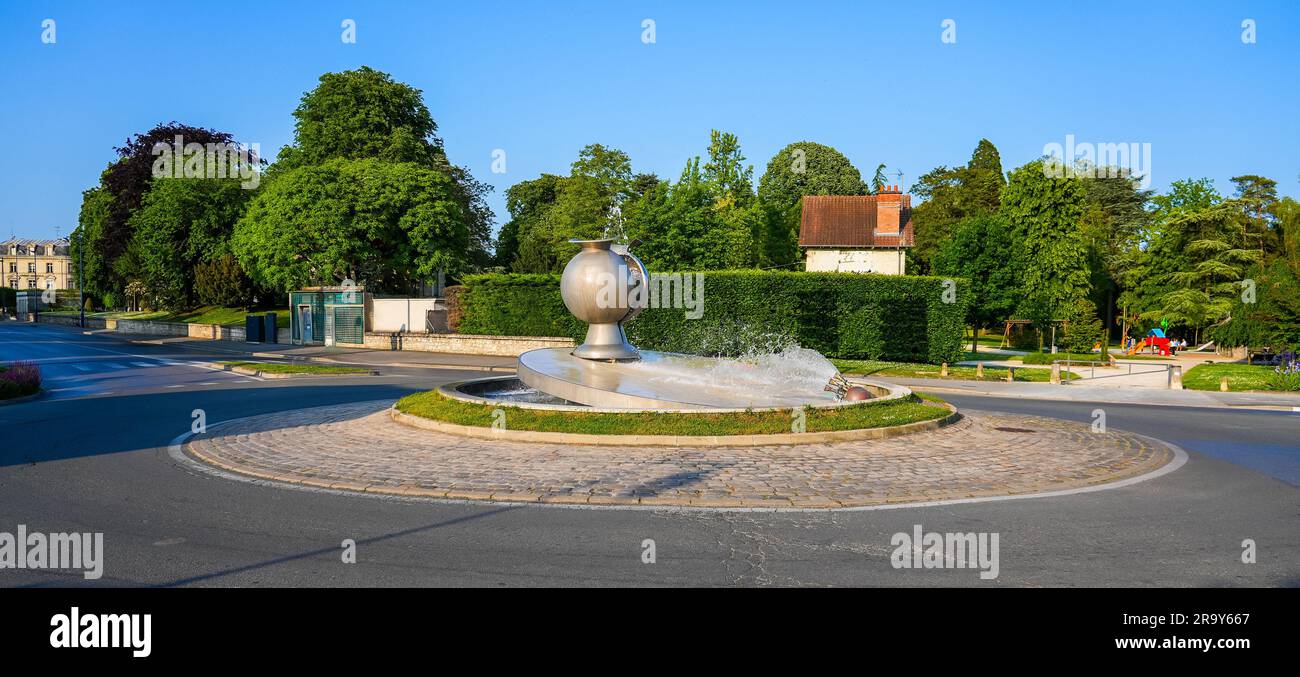Soissons, France - May 27, 2023 : Fountain representing the legendary ...