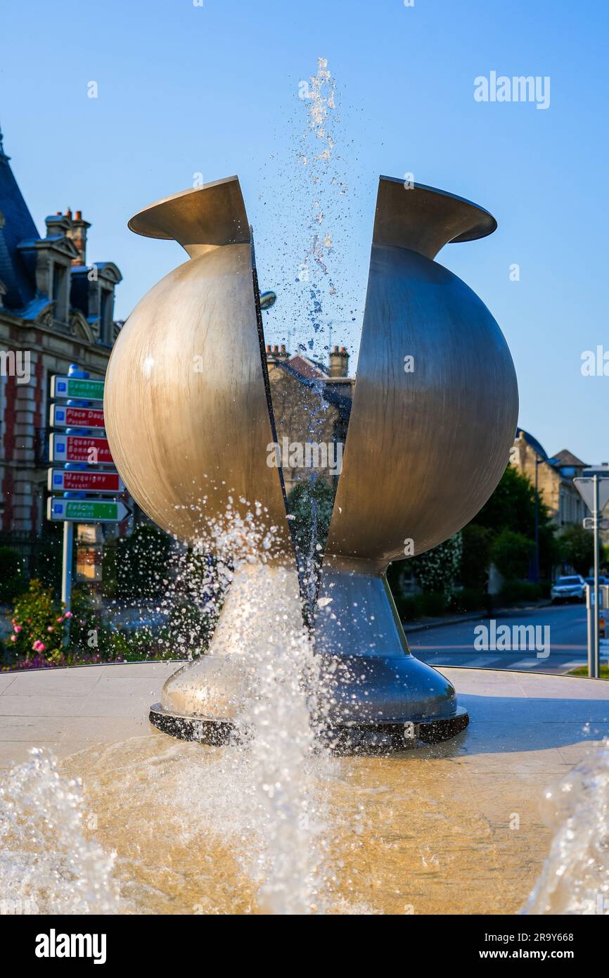 Soissons, France - May 27, 2023 : Fountain representing the legendary ...