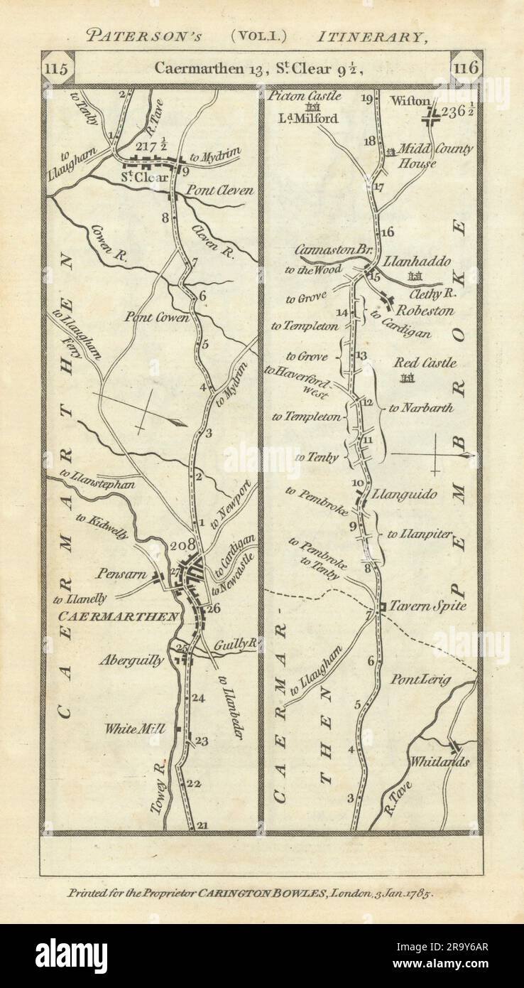 Carmarthen - St. Clears - Narberth - Wiston road strip map PATERSON ...