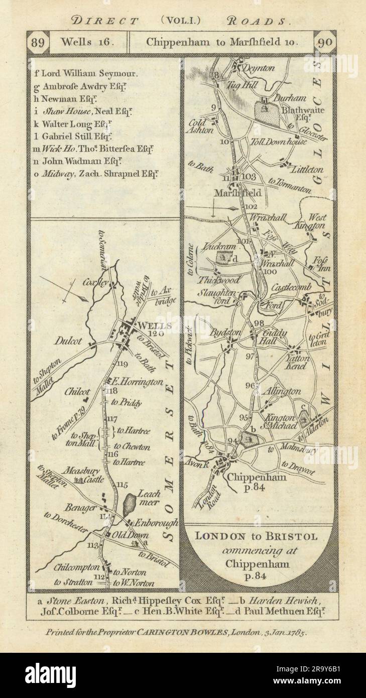 Nunney-Bruton. Chippenham-Biddestone-Doynton road strip map PATERSON ...