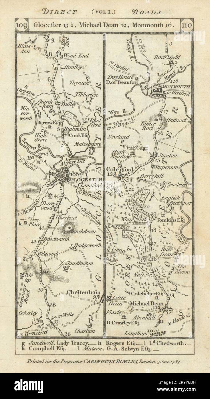Cheltenham - Gloucester - Coleford - Monmouth road strip map PATERSON ...