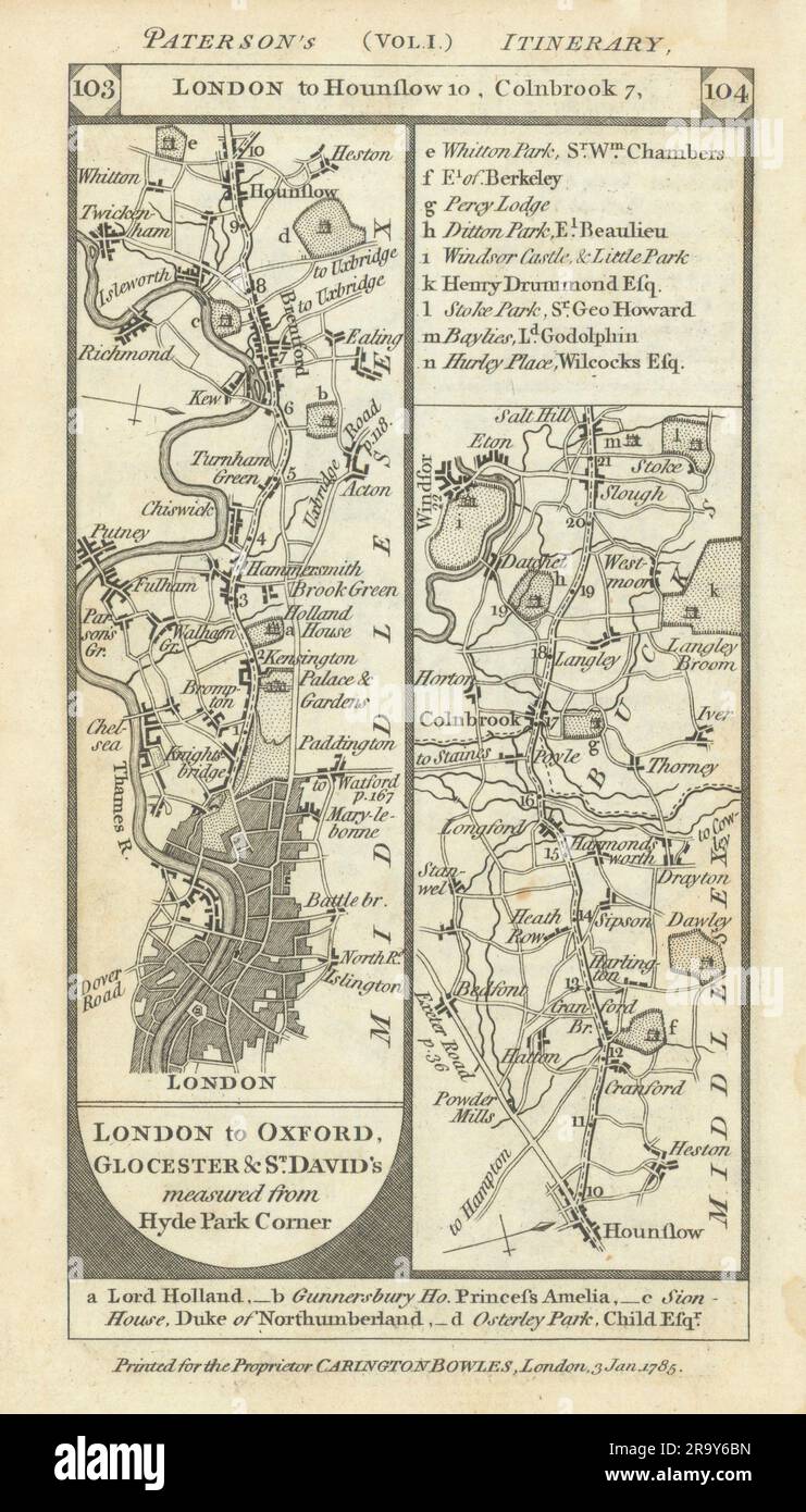 Kensington-Chiswick-Kew-Hounslow-Slough-Windsor road strip map PATERSON ...