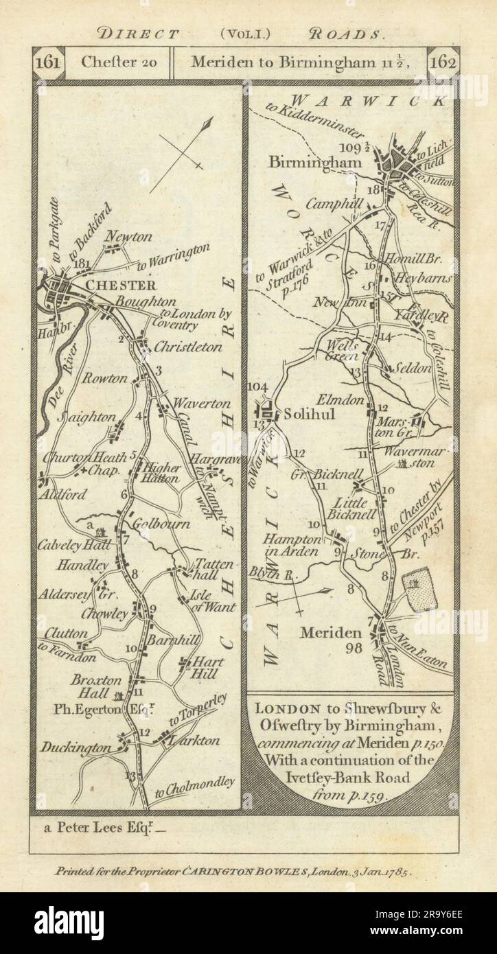 Handley-Chester. Meriden-Solihull-Birmingham road strip map PATERSON ...