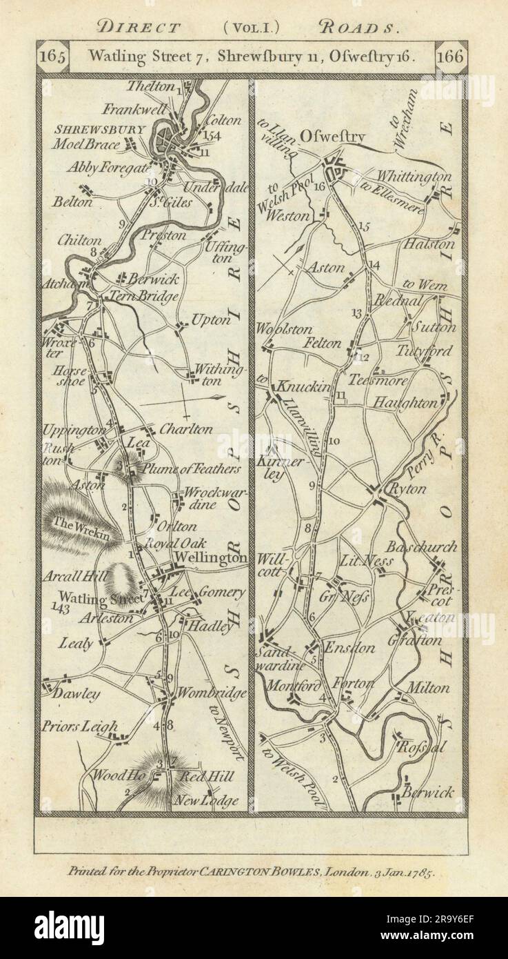 Wombridge-Wellington-Shrewsbury-Ruyton-Oswestry road strip map PATERSON ...