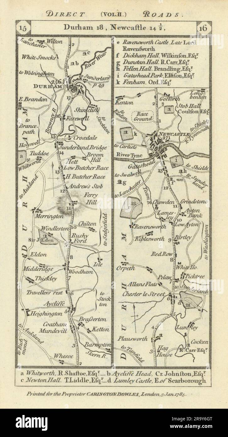 Durham-Chester/Street-Gateshead-Newcastle/Tyne road strip map PATERSON ...