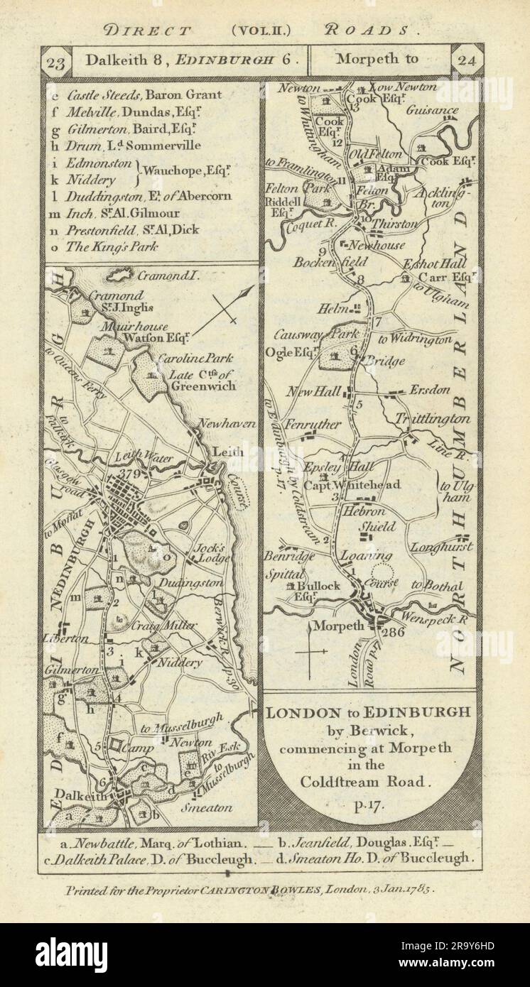 Dalkeith - Edinburgh - Leith. Morpeth - Felton road strip map PATERSON ...