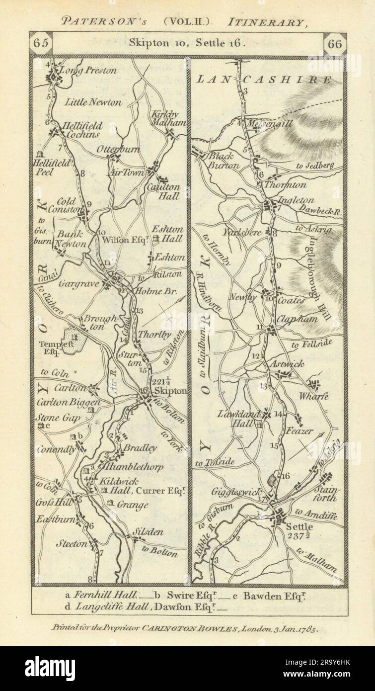 Skipton-Gargrave-Long Preston-Settle-Ingleton road strip map PATERSON ...
