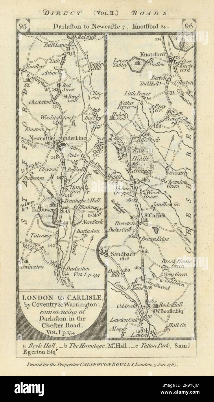 Stafford-Newcastle/Lyme-Stoke/Trent-Knutsford road strip map PATERSON ...