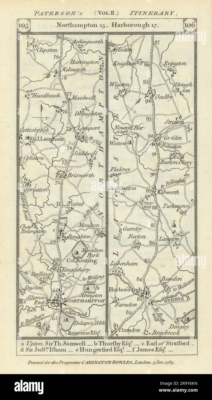 Northampton-Market Harborough-Kibworth-Oadby road strip map PATERSON ...