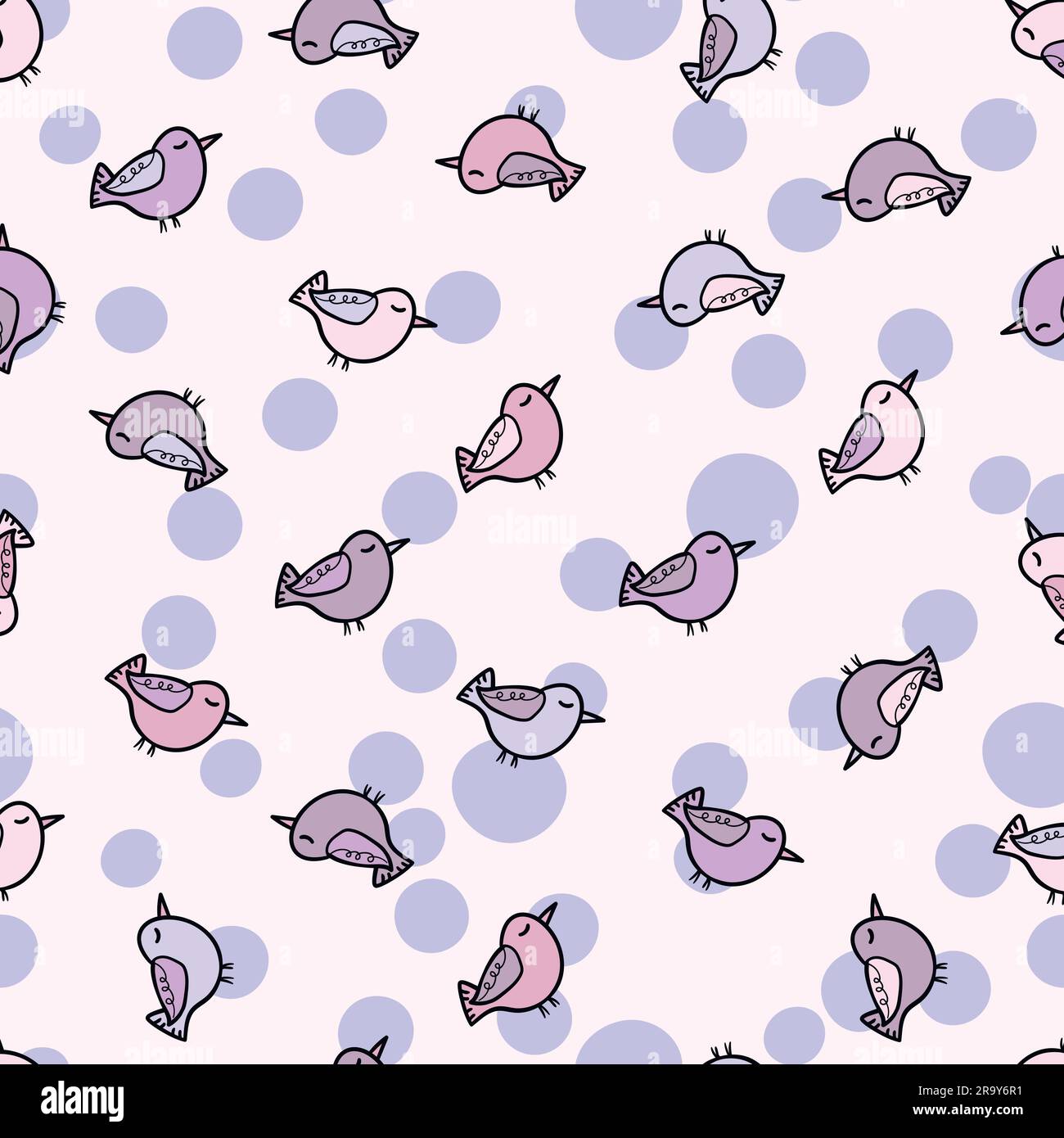 Seamless pattern with funny colorful birds. Color flat vector ...