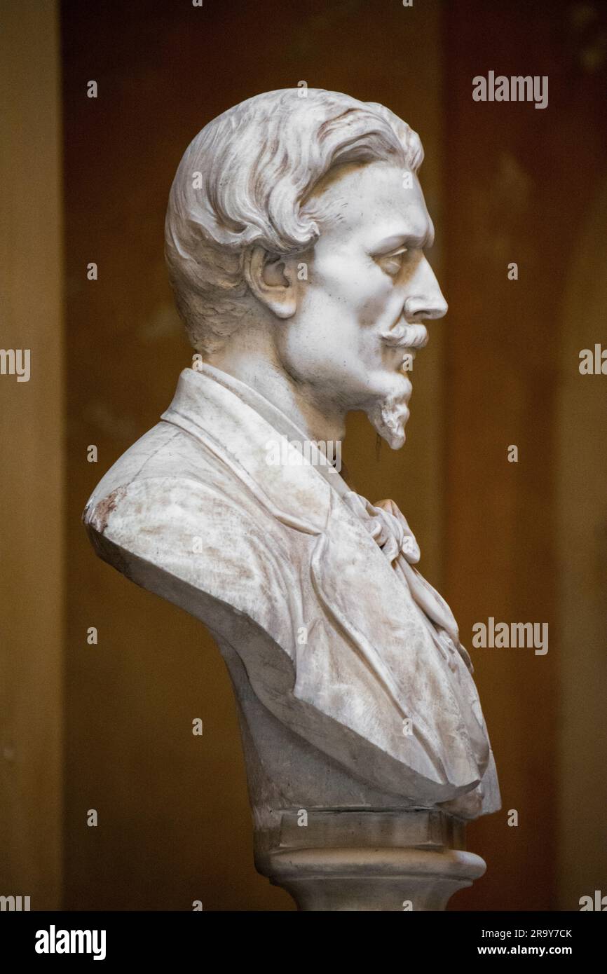 A bust Memorial in the Monumental Cemetery of Bologna, Italy Stock ...