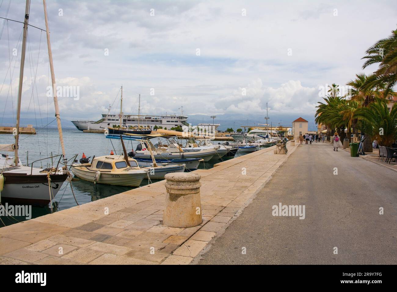Supetar, Croatia - May 13th 2023. The harbour of Supetar on Brac Island ...