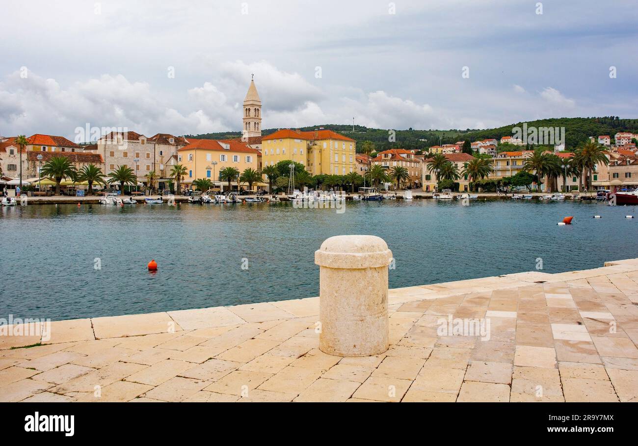Supetar, Croatia - May 13th 2023. The waterfront of Supetar on Brac ...