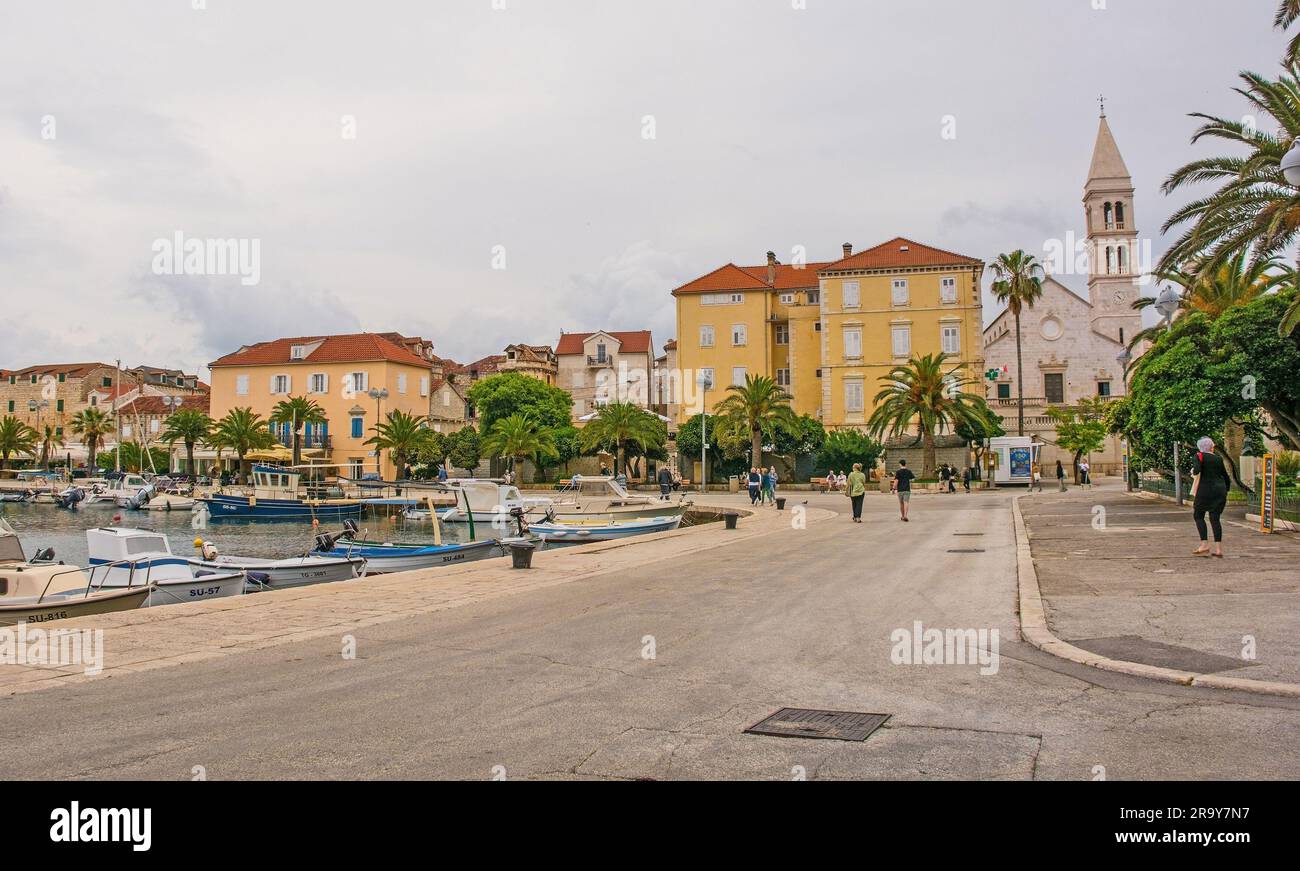 Supetar, Croatia - May 13th 2023. The waterfront of Supetar on Brac ...