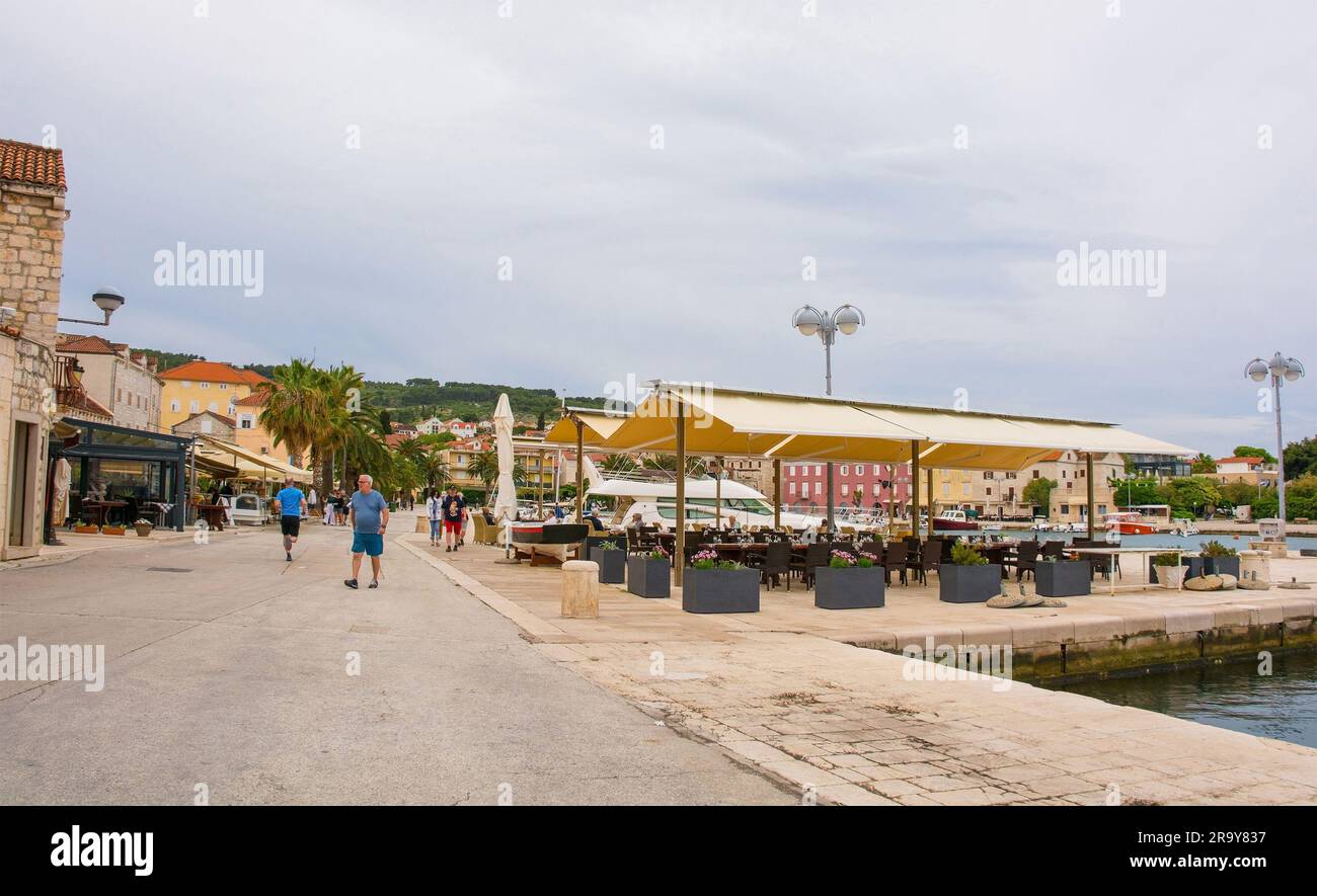 Supetar, Croatia - May 13th 2023. The waterfront of Supetar on Brac ...