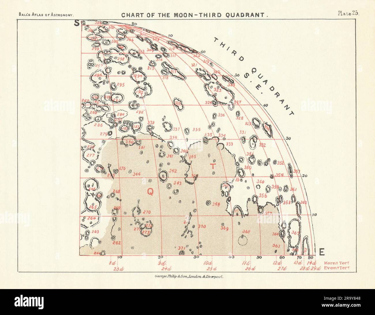 Chart of the Moon 3rd Quadrant - South East - by Robert Ball. Astronomy ...