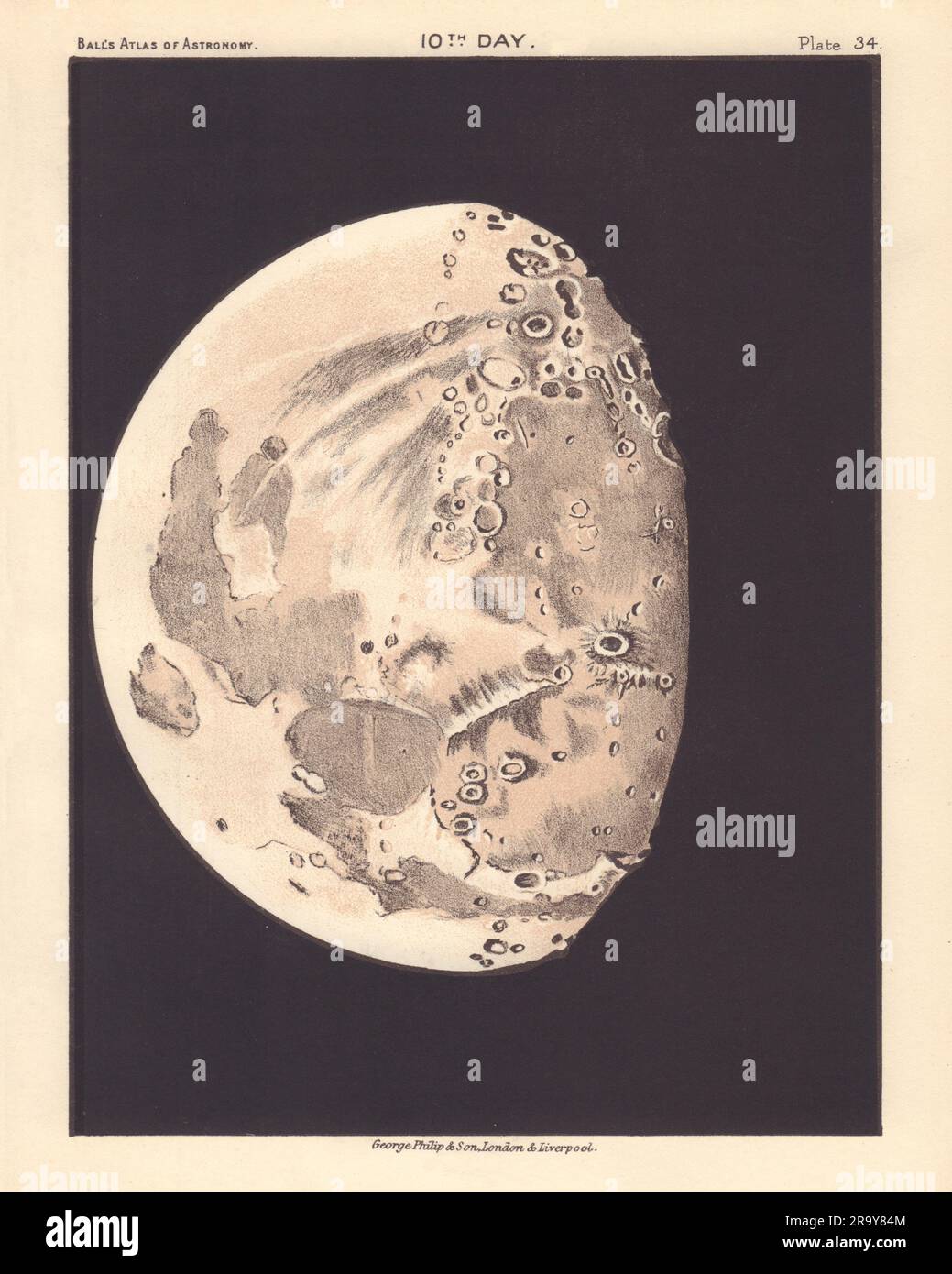 Phases of the Moon - 10th day by Robert Ball. Astronomy 1892 old ...