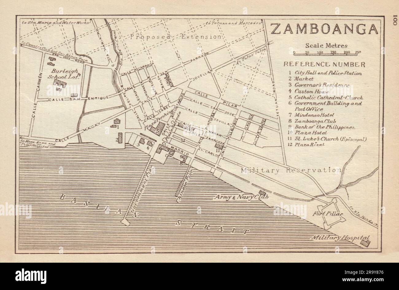 Zamboanga town city sketch plan. Mindanao. Philippines 1917 old antique ...