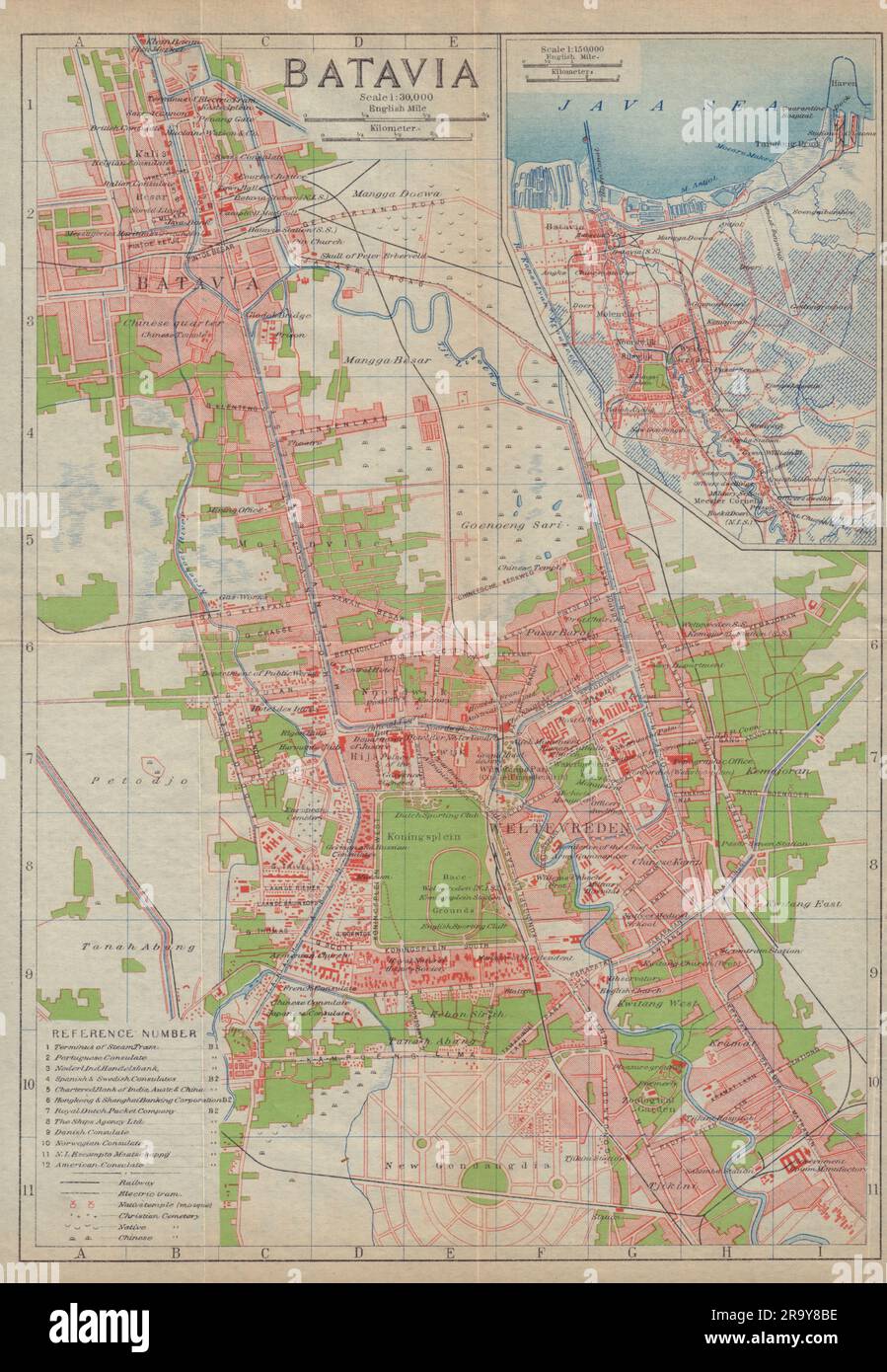 Batavia antique town city plan. Jakarta. Indonesia 1917 old map chart ...