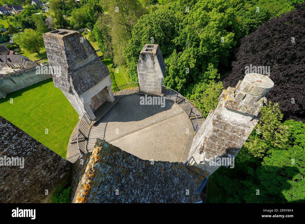 Stone fireplace on a rooftop terrace of the Dungeon of Septmonts in ...