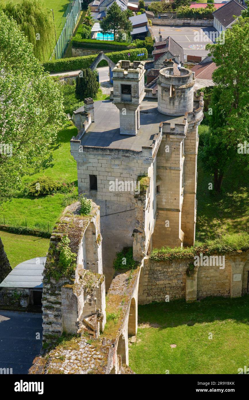 Square tower of the Castle of Septmonts in Aisne, Picardie, France ...