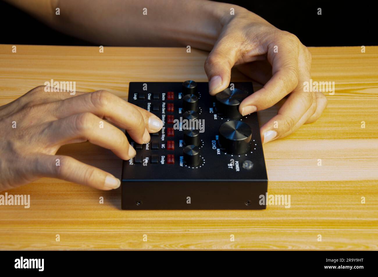 Top view of audio mixer and mixer Stock Photo - Alamy