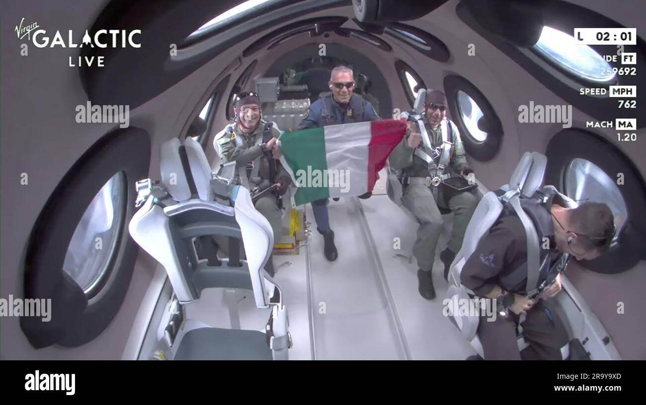 June 29, 2023: Images from a video released by Virgin Galactic shows ...