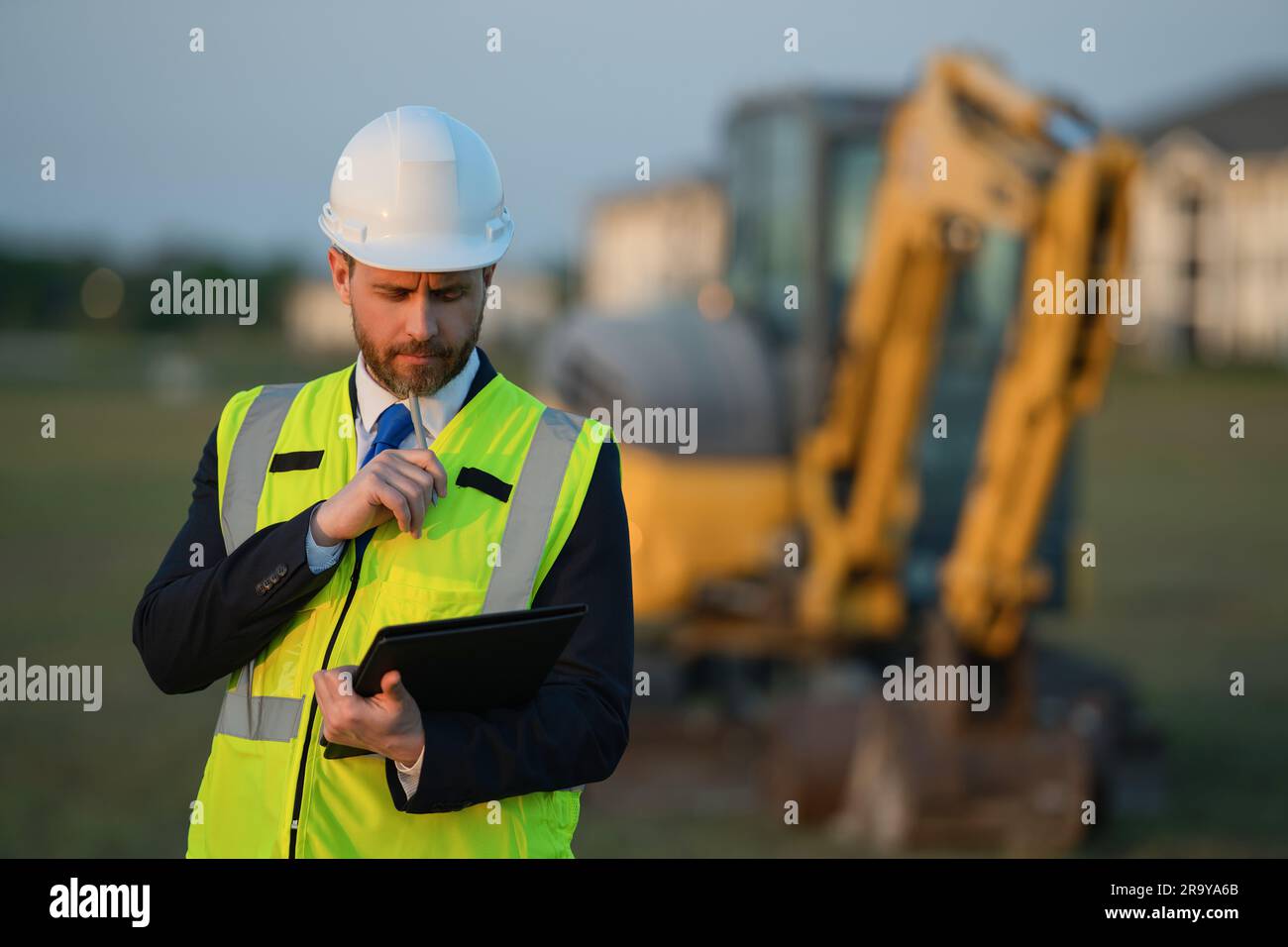supervisor man at construction site, advertisement. supervisor man ...
