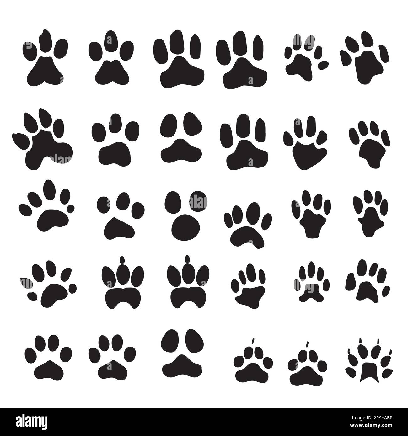Cat paws set cartoon Cut Out Stock Images & Pictures - Alamy
