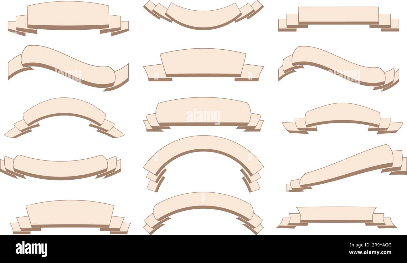 Ribbon element set. Set of banners. Different blank ribbons for text ...