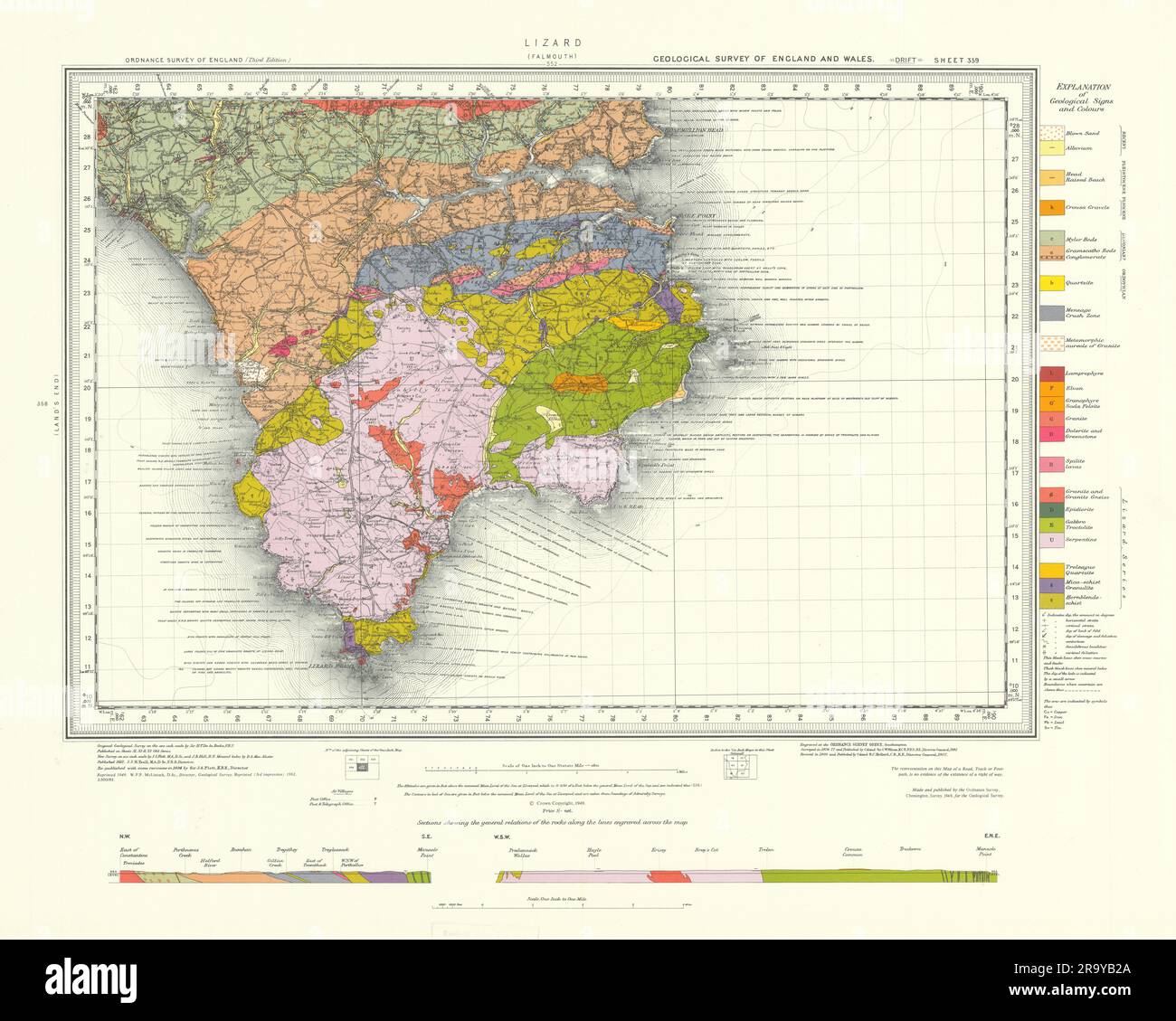 Lizard geological survey sheet 359 Helford River Mullion Cornwall 1962 ...