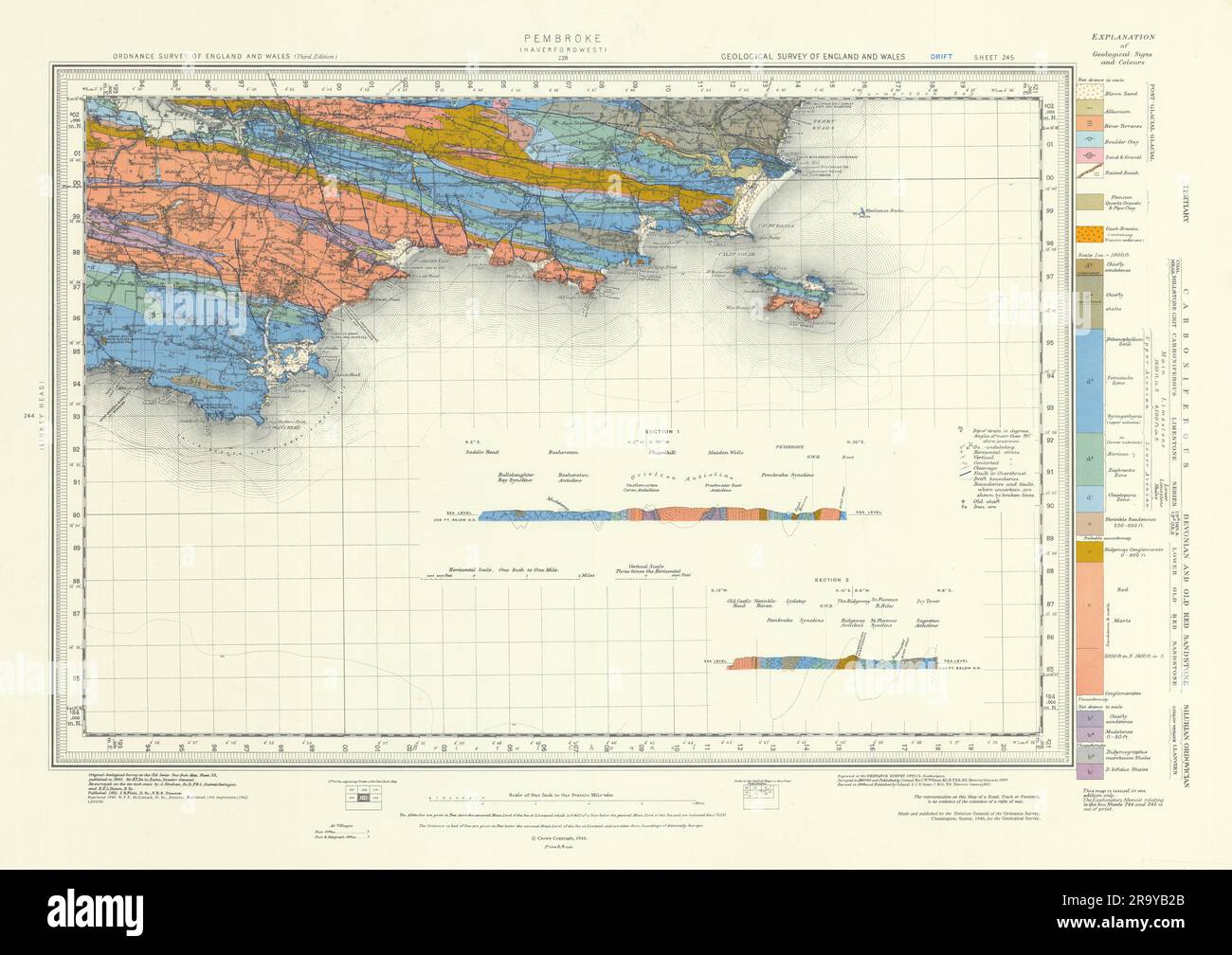 Pembroke geological survey sheet 245 Pembrokeshire Coast Tenby 1962 old ...