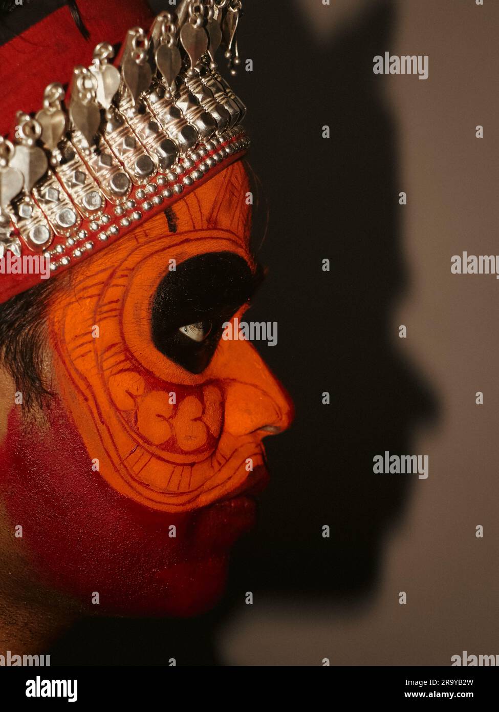 Kasaragod, Kerala, India- July 2 2023- close up shot of a theyyam ...