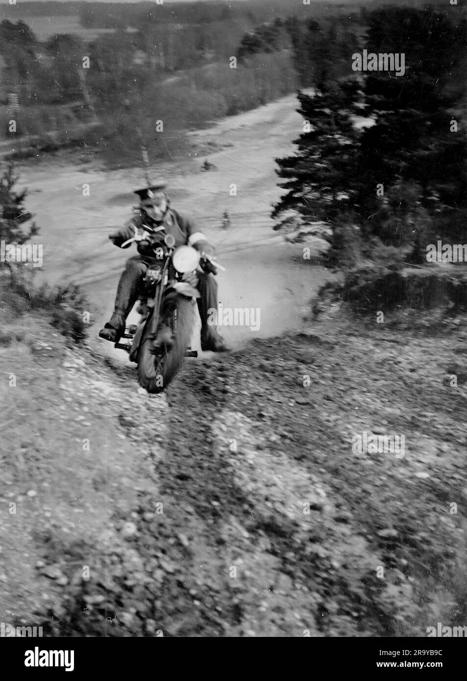 An army motor cyclist at Hursley Training Camp, c1930. This is a ...