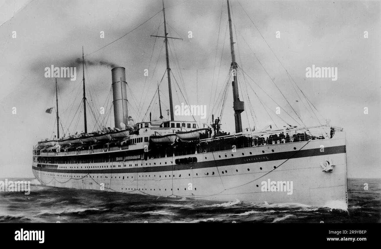 H.M.T. Lancashire from a photo by G.A. Pratt, Southampton, c1930 – when ...