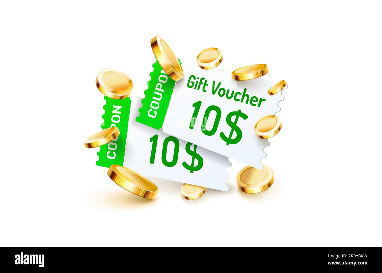 Coupon special voucher 10 dollar, Check banner special offer. Vector ...