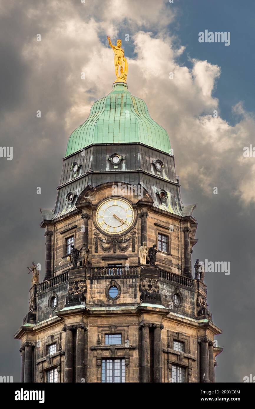 The Golden Town Hall Man is a sculpture on the tower of the New Town ...