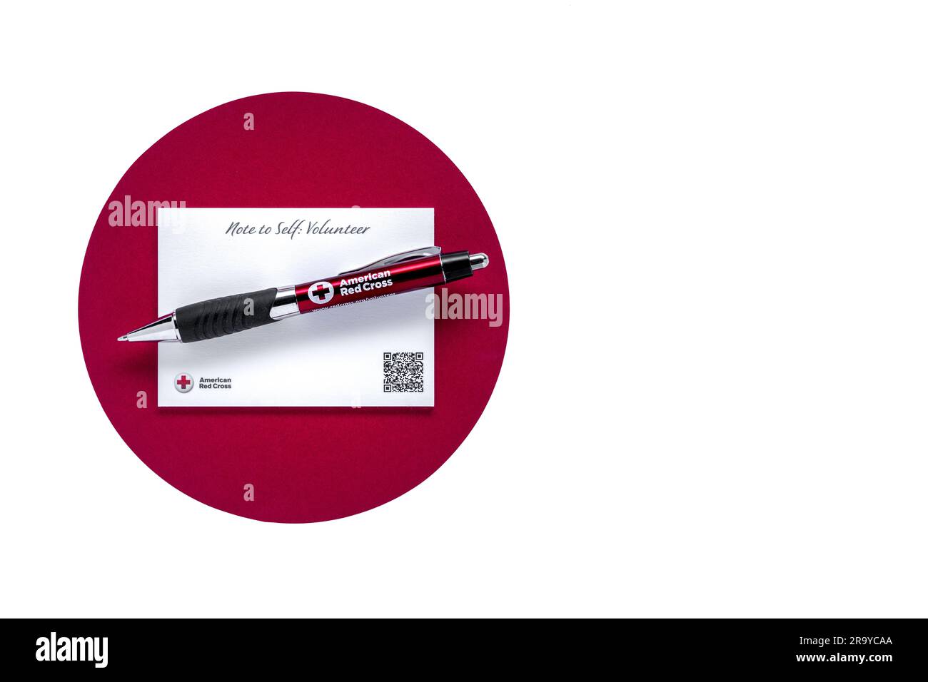 Flourtown, PA - May 1, 2023: American Red Cross pen on top of notepad ...