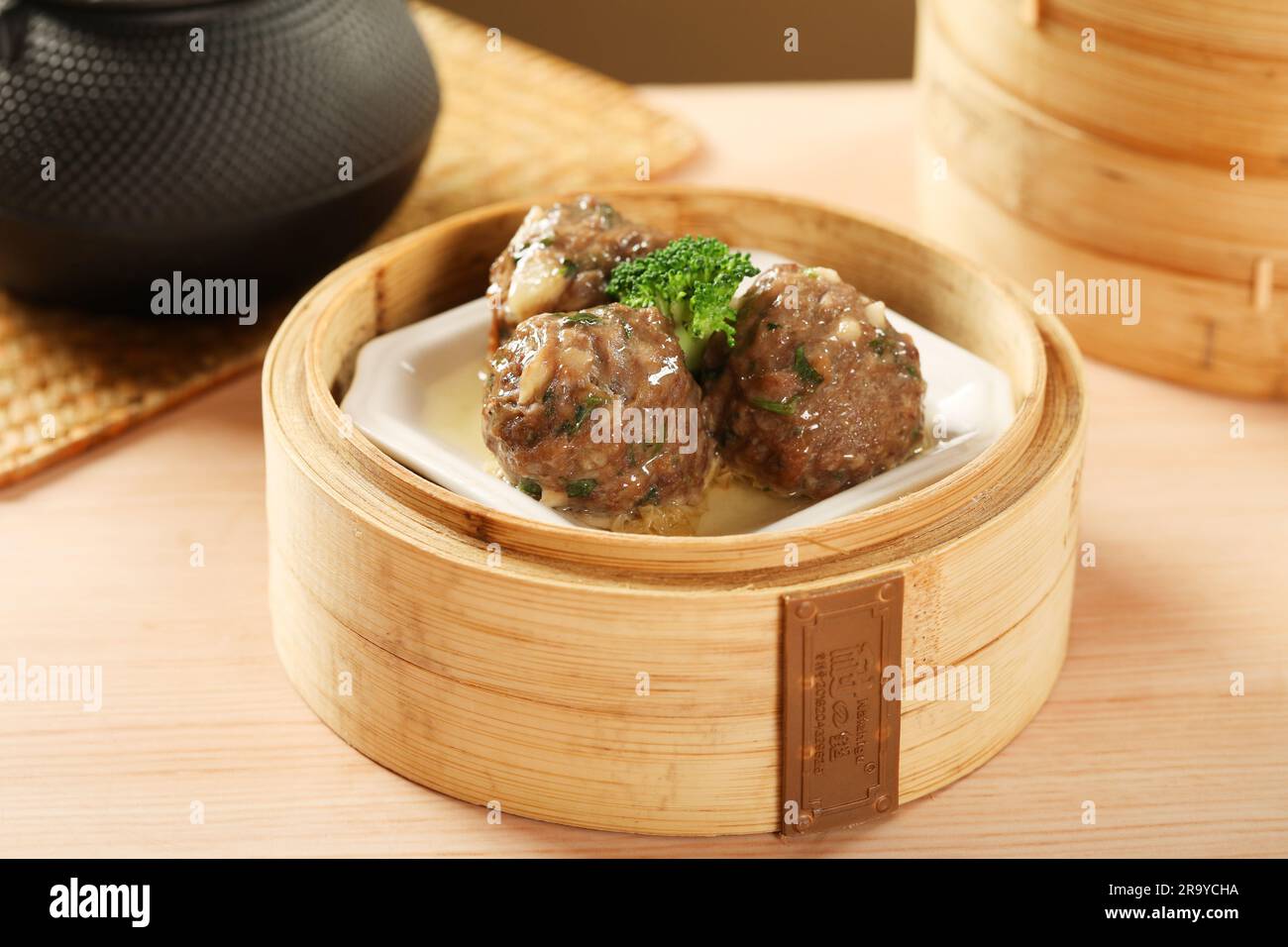 yumcha, dim sum,Minced Beef Balls , Chinese Parsley Stock Photo - Alamy