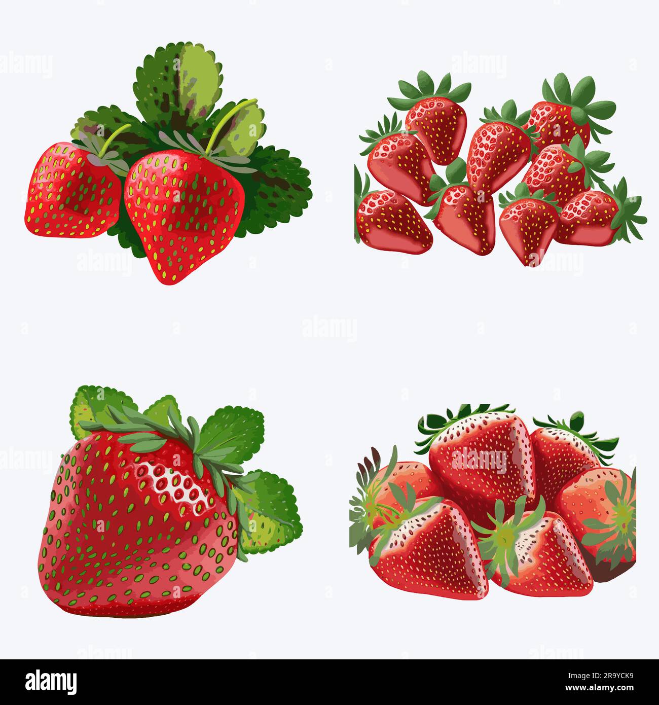 Strawberry set, isolated on white background. Vector illustration Stock ...