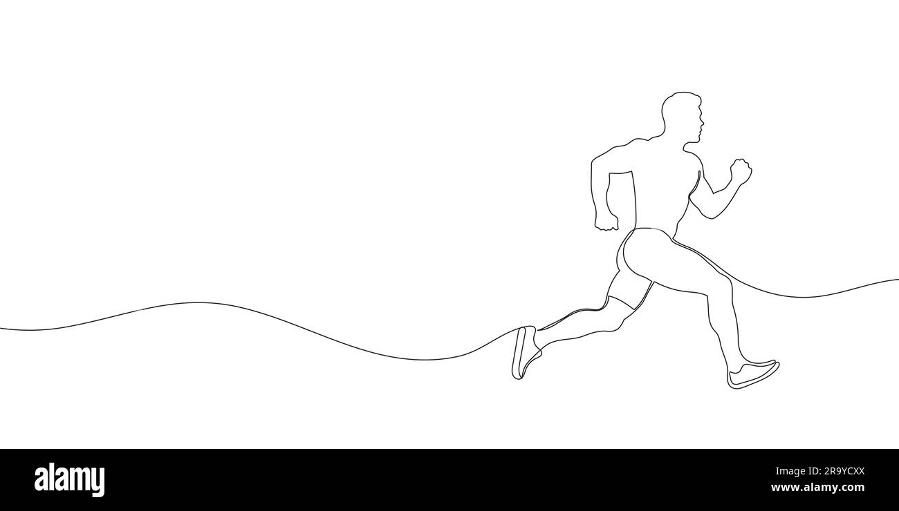 Continuous one line drawing of a running sportsman. Sports running ...