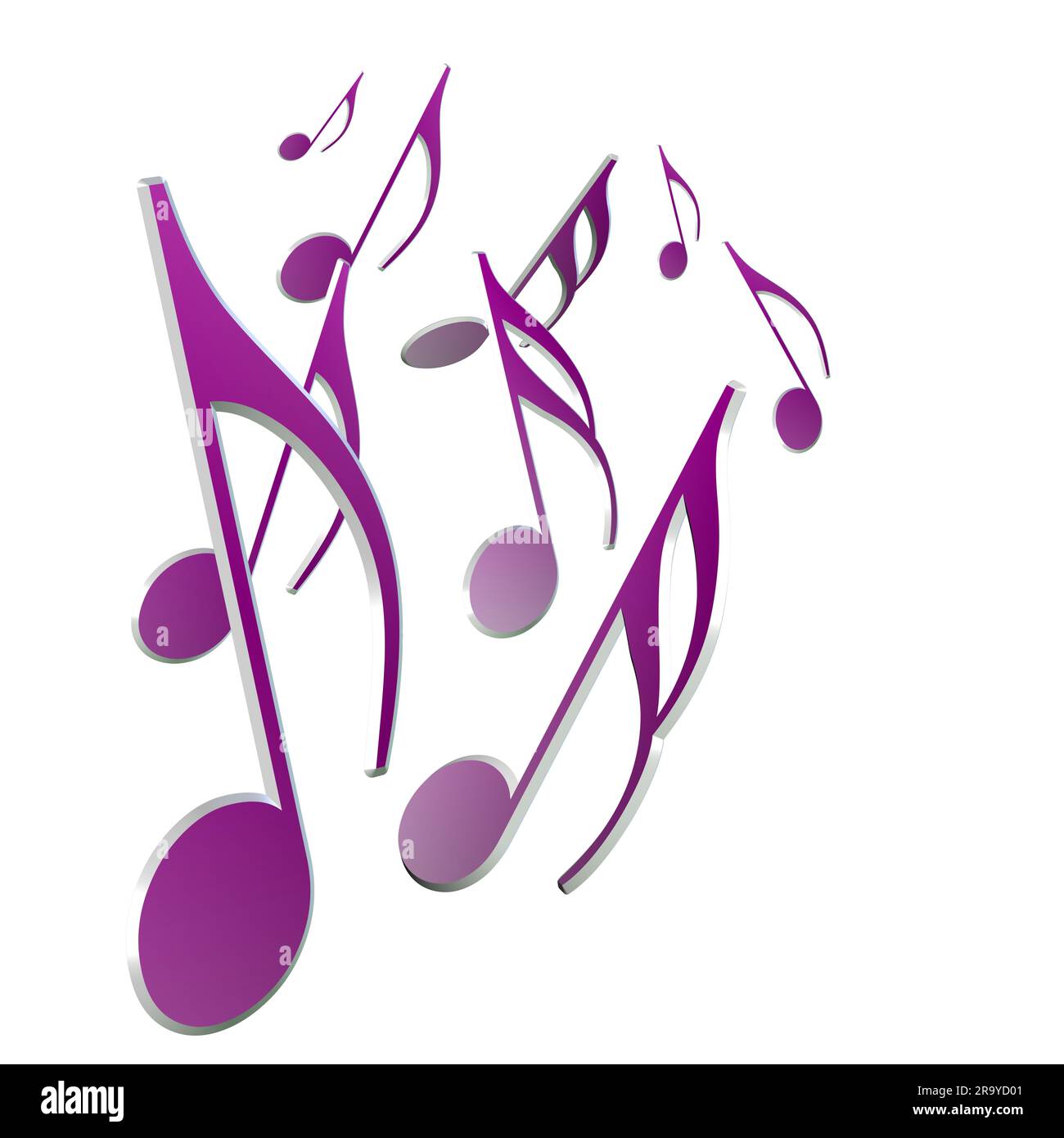Music notes against white background, 3d illustration Stock Photo - Alamy